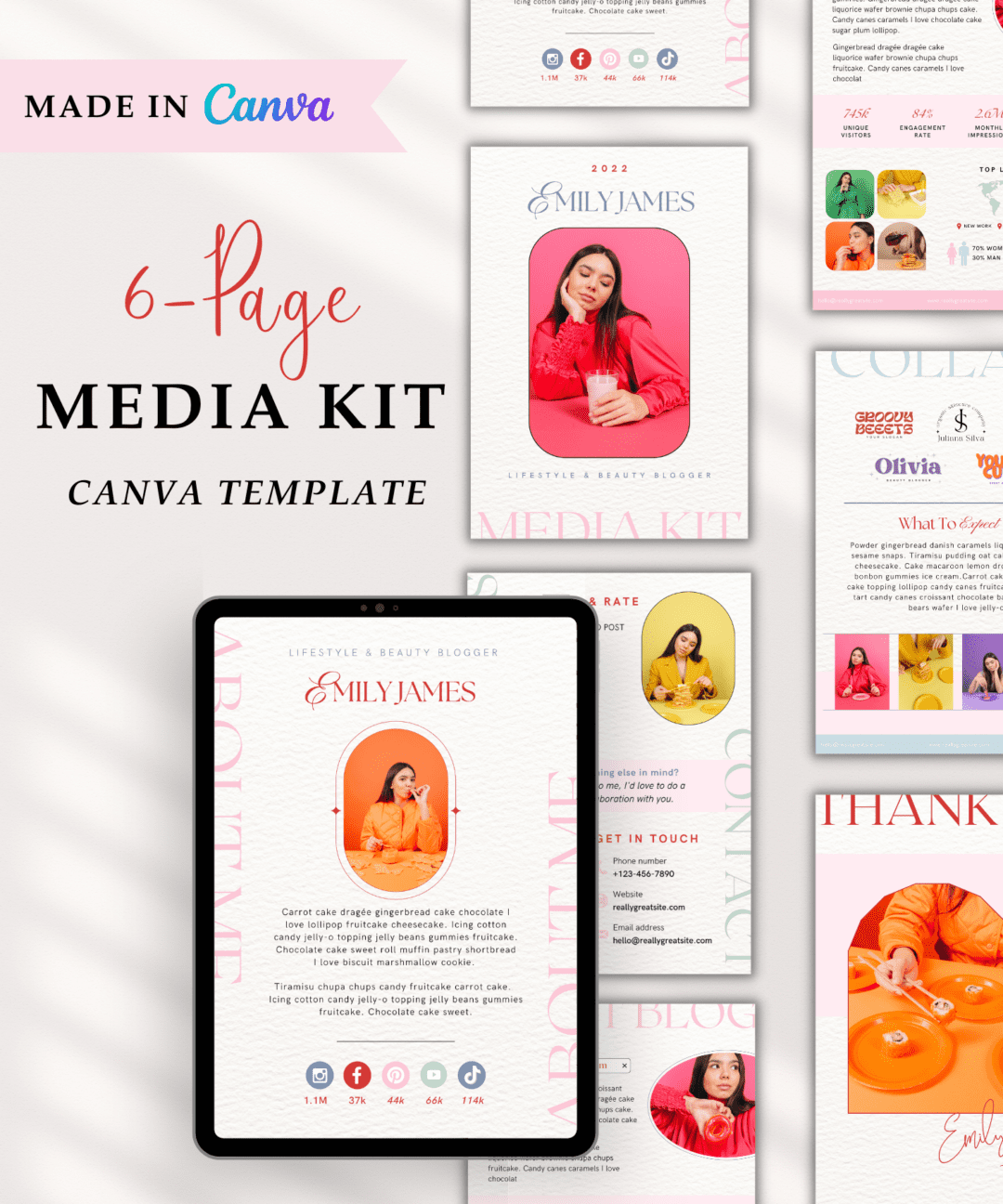 Media Kit Canva Template | Emily - The Charming Chic