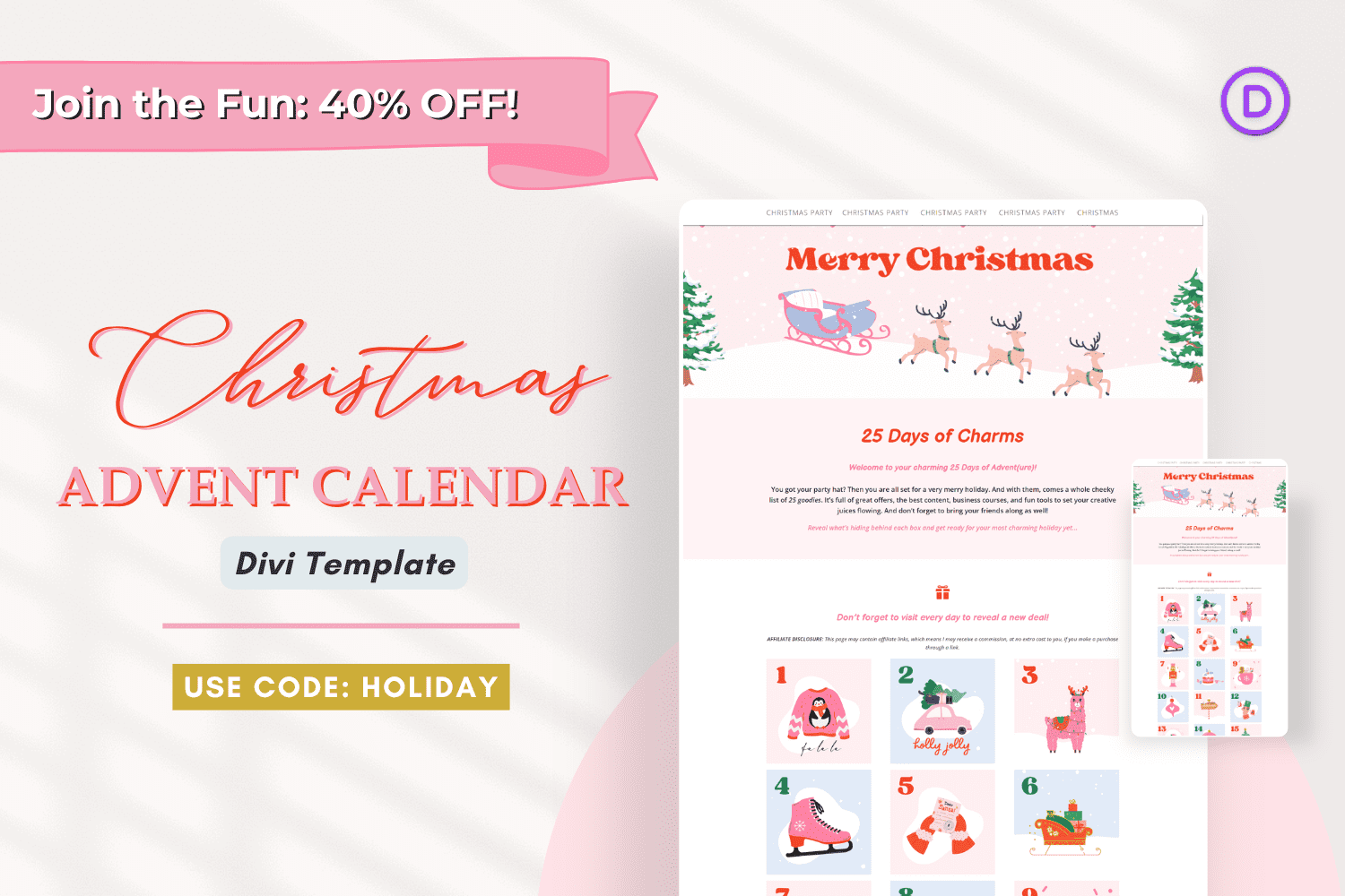 Christmas Digital Advent Calendar Divi - The Charming Chic